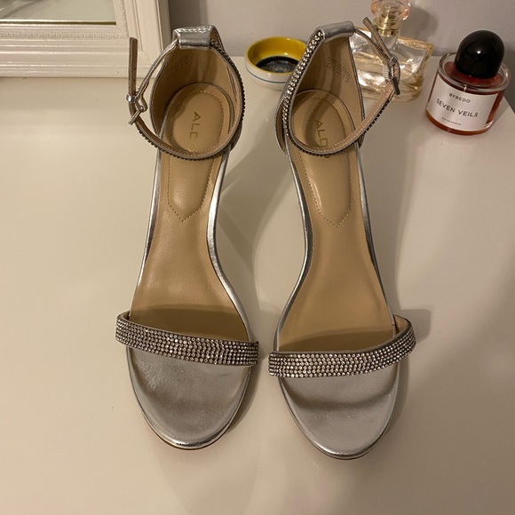 Aldo | Shoes | Aldo Silver Rinestone Heels | Poshmark
